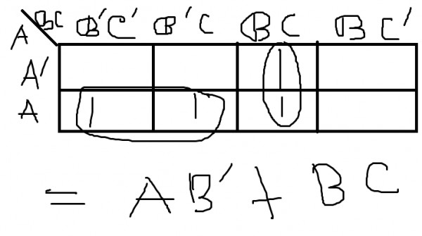 1)A’BC+ABC+AB’C’+AB’C+ABC solve using k map - GATE CSE Doubts